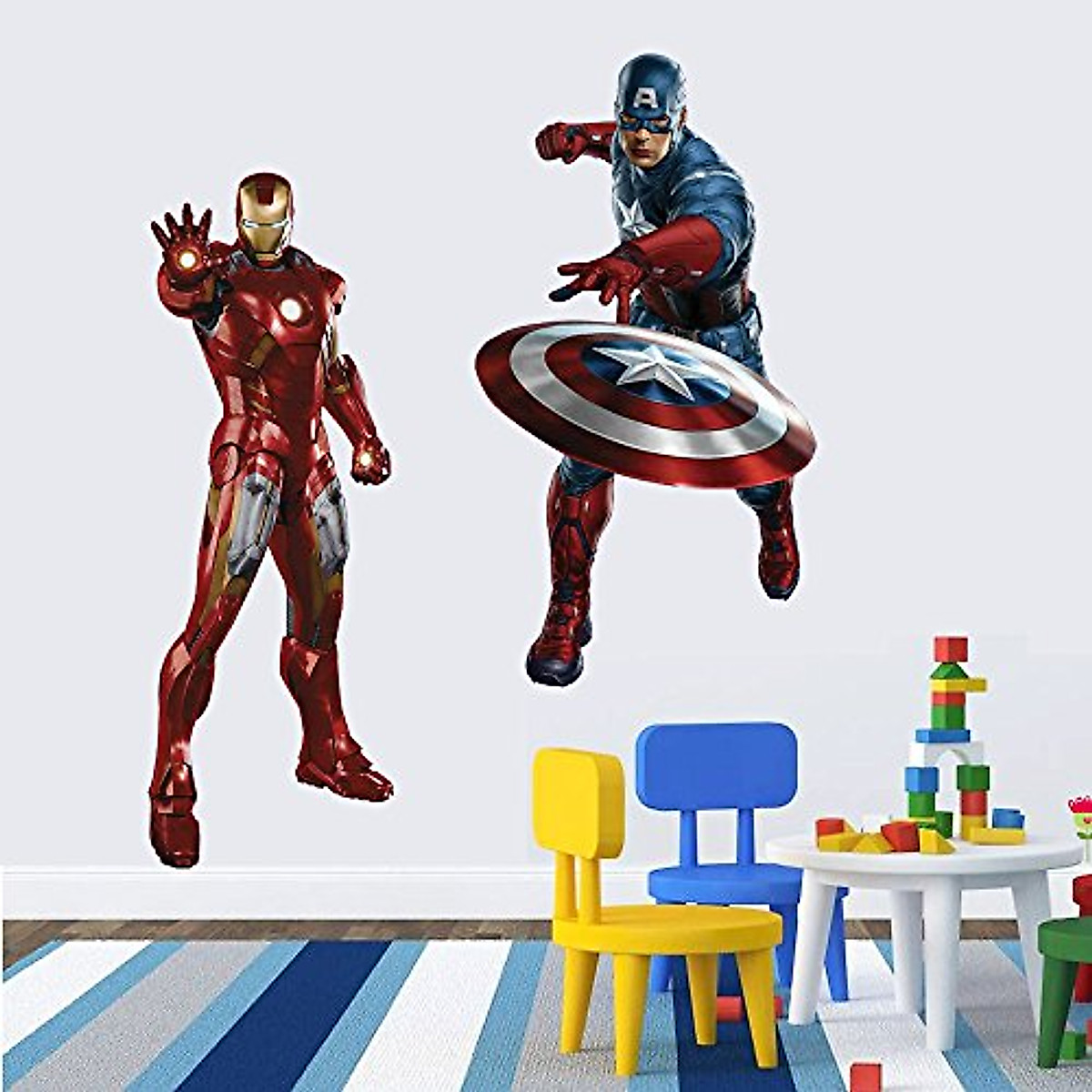 XIHENGSTORE Superhero Wall Decals, 2 Pcs Large Waterproof Superhero Peel and Stick Wall Sticker Removable Decor Mural for Kids Room Bedroom Living Room Wall Decor Decoration，20 X 24 inches.