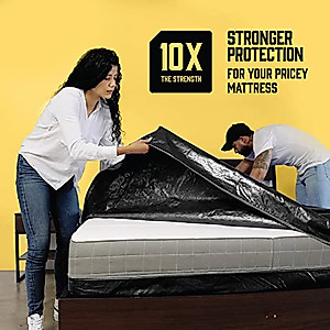 Mattress Bags for Moving with 8 Handles - Extra-Thick Mattress Bag for Moving - Reusable Mattress Storage Bag - Mattress Cover for Moving with Zipper, Moving Mattress Bag Protector (King, Black)