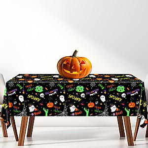 3Pcs Halloween Tablecloth Plastic Spooky Tablecloth Rectangle Spider Web Table Cloth Ghost Table Cloth Halloween Table Decorations Scary Tablecloth Horror Table Cloth Pumpkin Tablecloth