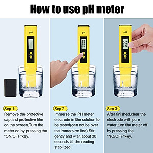 PH Meter Digital Water Tester, 0.01High Accuracy Water Quality Tester Pen with 0-14 PH Measurement Range for Drinking Water, Plant, Swimming Pool