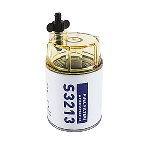 Marine Fuel Water Separator Filter Assembly S3213 Filter Element with Collection Bowl Replacement for 3/8 Inch NPT Outboard Motor Mercury 35-60494-1 18-7932-1,18-17928,35-809097