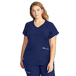 Healing Hands Womens Scrub Top 3 Pocket V-Neck Lightweight Breathable Fabric Scrub Tops for Women HH360 2284 Serena Navy 2XL
