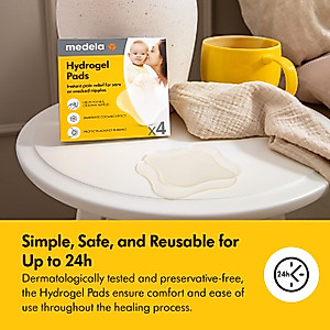 Medela Soothing Gel Pads for Breastfeeding, 4 Count Pack, Tender Care HydroGel Reusable Pads, Cooling Relief for Sore Nipples from Pumping or Nursing