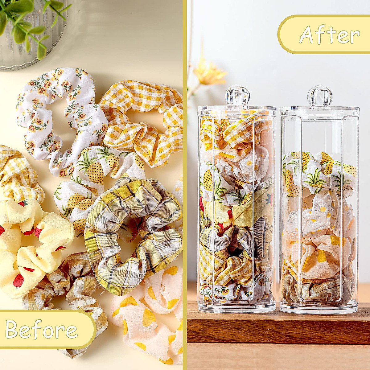 CHENGU 2 Pcs Christmas Acrylic Scrunchie Holder Organizer for Women 5.74 x 2.6 Inches Clear Scrunchie Holder Stand Hair Ties Organizer Scrunchie Storage Display for Xmas Hair Accessories Gift Holder