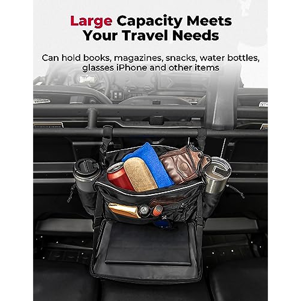 KEMIMOTO UTV Storage Bag Compatible with Pioneer 1000-6 RZR XP 1000 4 Can-Am Defender MAX Water-resistant Backseat Storage Bag 1680D Oxford cloth Backseat Organizers