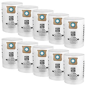 Cabiclean 10 Pack VF2005 Disposable Collection Filter Bags Compatible with Shop-Vac 9066200 10-14 Gallon Type F + Type I, Replace Part # 90662 and # 90672, White