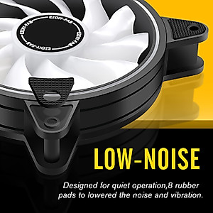 EZDIY-FAB Moonlight 120mm RGB Case Fan with Fan Hub X and Remote,Motherboard Aura SYNC,Speed Control,ARGB Fan for PC Case Desktop-6 Pack