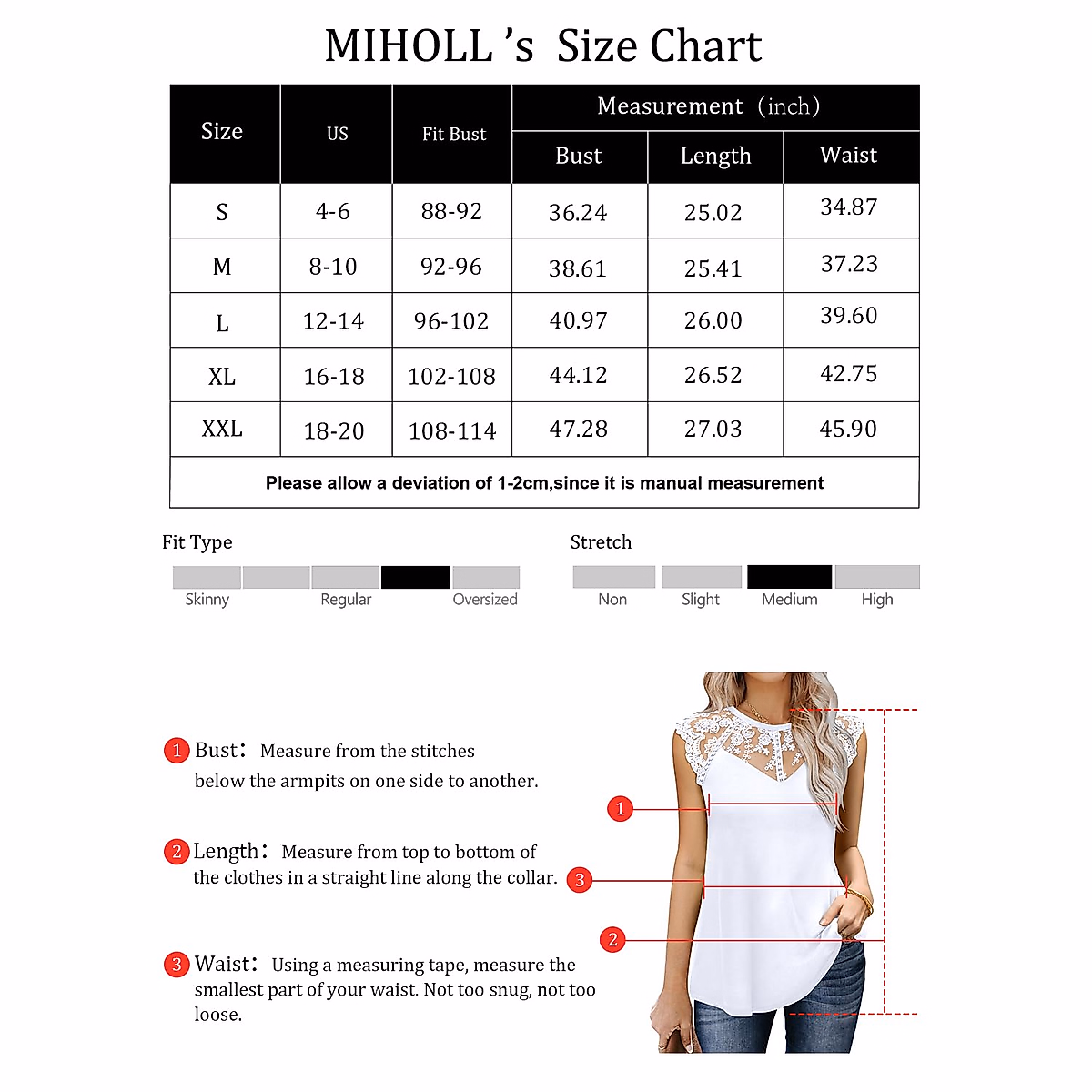 MIHOLL Women's Elegant 2025 Summer Top Sleeveless Camisole Round Neck Lace Trim Ruffle Tank Tops(White,Large)