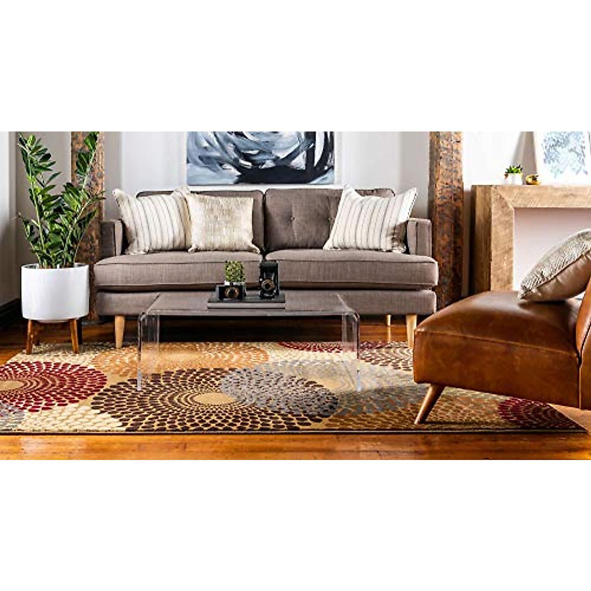 Unique Loom Barista Collection Area Rug - Java (7' 10" x 10' Rectangle, Beige/ Black)