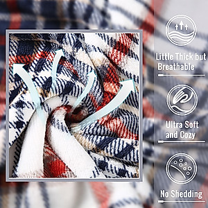 YAKEE Electric Blanket Throw Size 50" x 60", Fast Heated Blanket, Soft Warm Heating Blanket, Controllable Temperature and 3 Hours Auto-Shut-Off, Machine Washable, Blue & White Buffalo Plaid