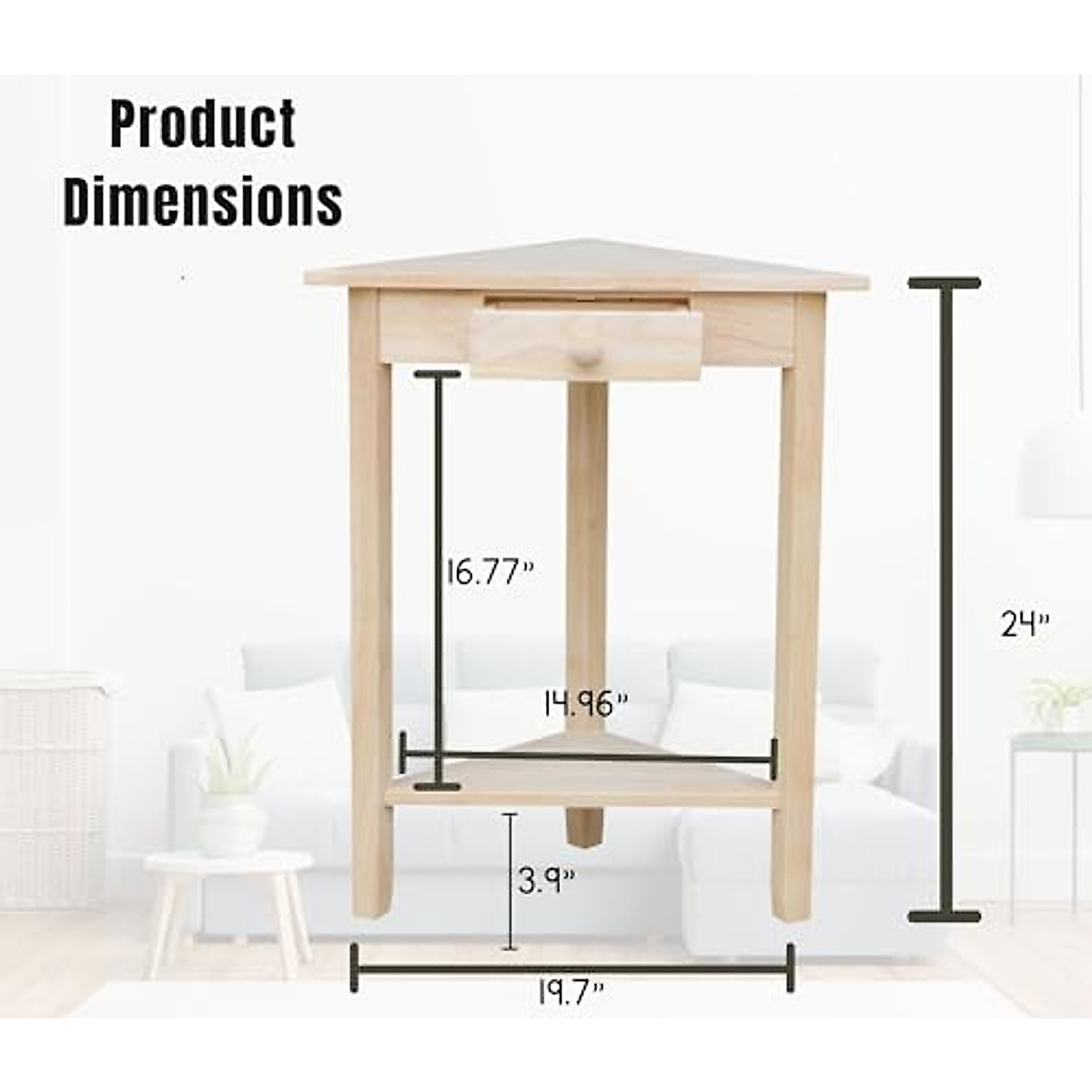 International Concepts Corner Accent Table, Unfinished