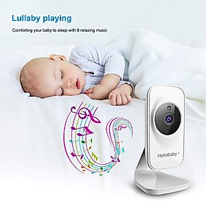 HelloBaby Video Baby Monitor with Camera and Audio, 5" Color LCD Screen, Monitor Camera, Infrared Night Vision, Temperature Display, Lullaby, Two Way Audio and VOX Mode