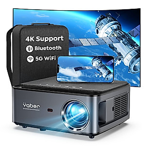 Yaber 2023 Upgrade 5G WiFi Bluetooth 4K Projector, Full HD Native 1920x1080P Projector, Home Projector Support 4D&4P-Keystone Correction, 500'' Giant Screen, Zoom, for Android/iOS/PC/PPT/USB