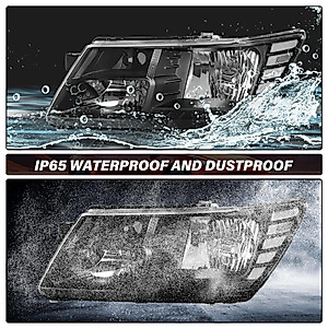 Bingbingmotor BRYGHT Headlight Assembly Fit for 09-20 Dodge Journey Passenger and Driver Side Halogen Replacement OE Headlamp Black Housing with Clear Reflector