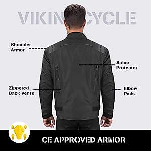 Nomad Motorcycle Jacket for Men, Ironborn Biker Jacket, Cruiser Sportsbike Enduro Mens Riding Jacket with Armor Protection (Small, Black)