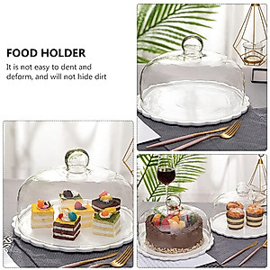 DOITOOL Ceramic Cake Plate with Glass Dome Glass Dessert Holder Clear Cupcake Stand Decorative Serving Tray Dish Rack for Fruit Dessert Cake White
