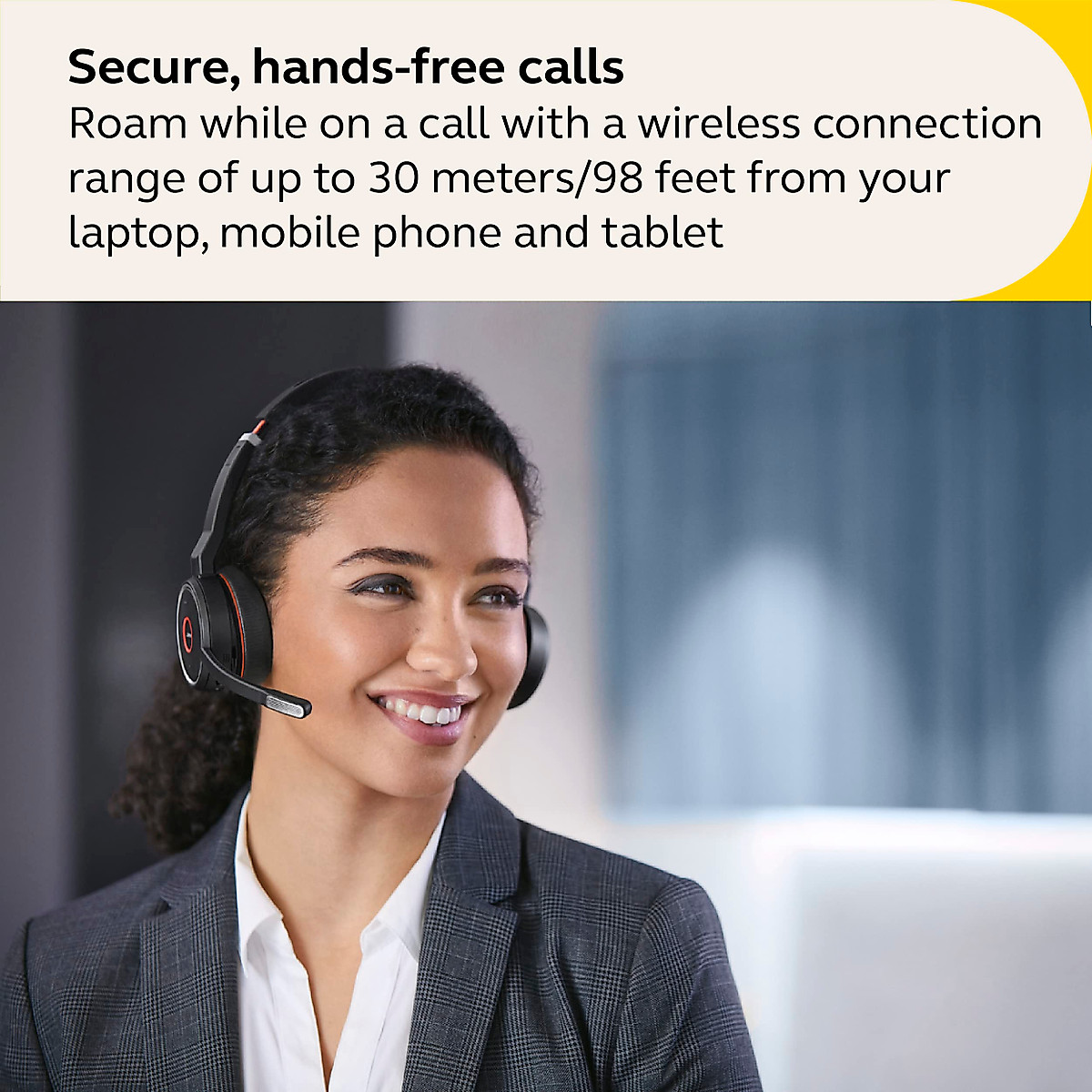 Jabra Evolve 75 SE Stereo Wireless Headset - Bluetooth Headset with Noise-Cancelling Mic, Active Noise Cancellation and Charging Stand - MS Teams Certified, Works with All Other Platforms - Black