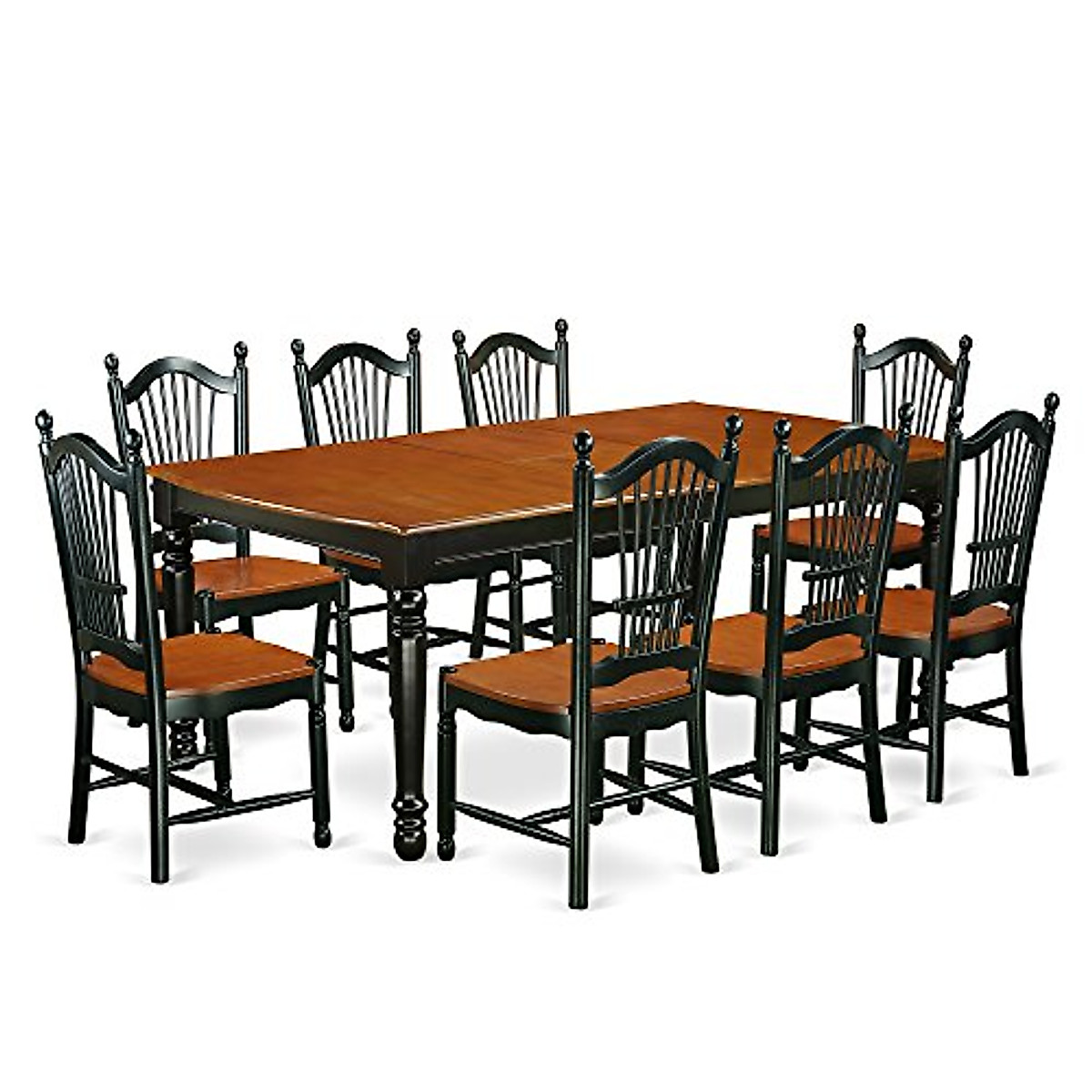 East West Furniture DOVE9-BCH-W Dining Set, 9 Pieces, Black/Cherry