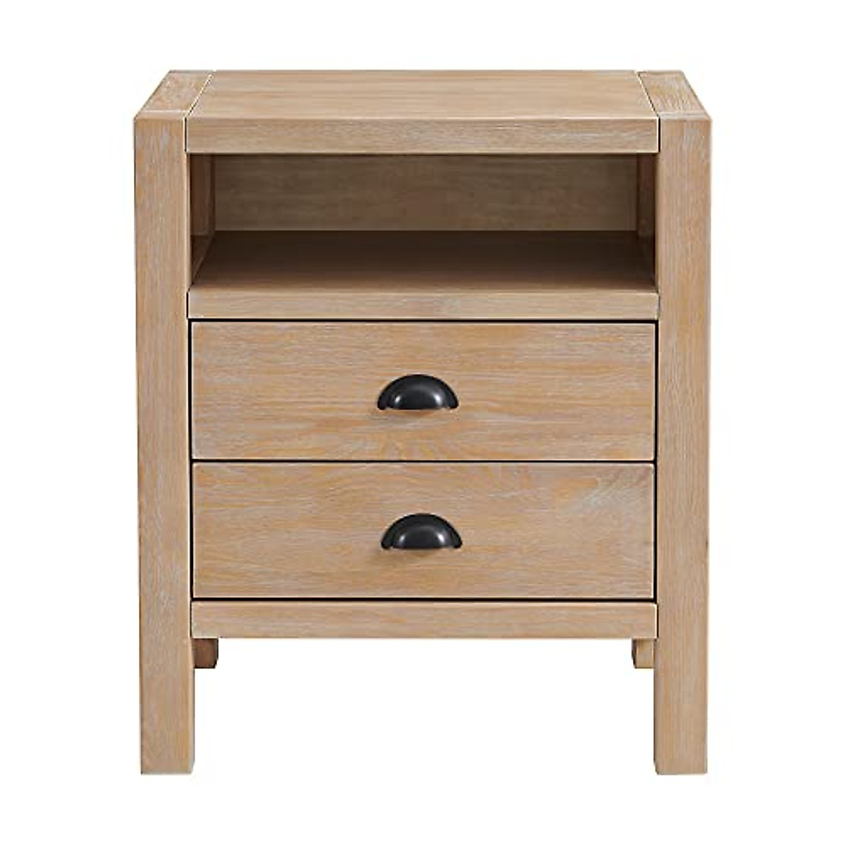 Alaterre Furniture Arden 2-Drawer Wood Nightstand, Children's Bedroom Furniture, Modern Rustic Design, Solid Pine Wood Construction, Light Driftwood Finish, Perfect for Child Room, Nursery or Playroom