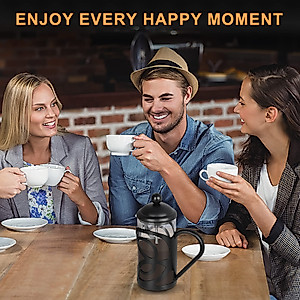 WORBIC French Press Coffee Maker, 3 Level Filtration System, Coffee Press with Heat Resistant Borosilicate Glass, 12oz Coffee French Press with Coffee Scoop w/Clip & 2 Extra Filters (Black)