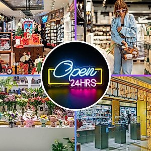 JURONGYILU Open 24 HRS Neon Sign Led Neon Lights for Wall Decor USB Light Up Signs for Business Bedroom Home Bar Shop Salon Hotel