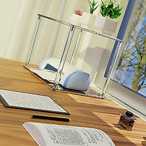 CRYSFLOA Acrylic Printer Stand 2 Tier Storage Shelves Desktop Stand for Printer Home Office Desk Organizer Printer Shelf Book Storage Desktop Shelf for Work Kitchen Storage Shelves 15.7'' x 11.6''