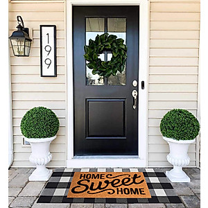 Winwinplus Buffalo Check Rug Cotton Washable Christmas Doormat Unique for Bedroom/Living Room/Kitchen, 23.6 inch x 51.1 inch, Outdoor Plaid Rug, Black and White