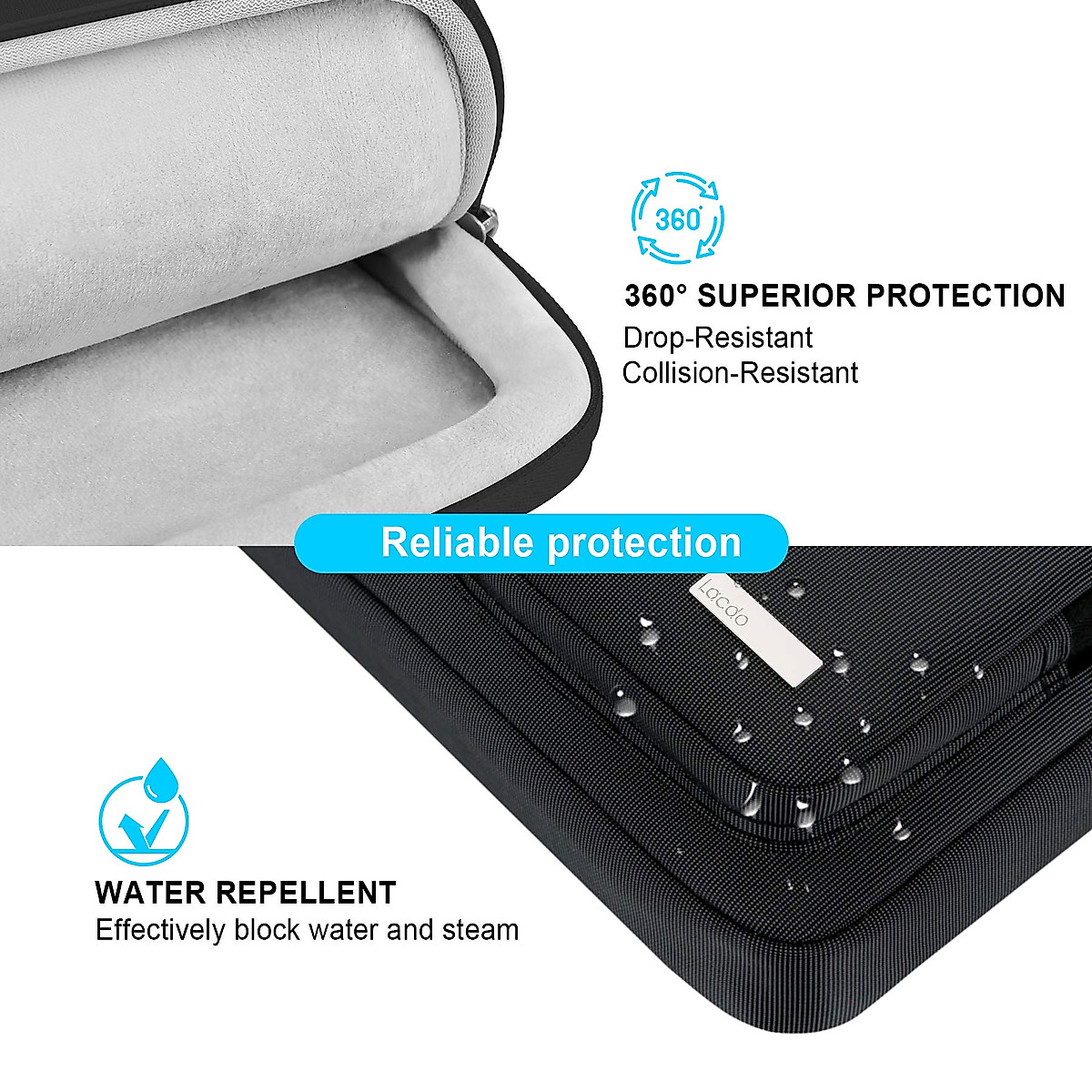 Lacdo 360° Protective Laptop Shoulder Bag, 14 inch Computer Bag for 14 inch New MacBook Pro M4/M3/M2/M1 Chips Pro Max A3112 A3401 A3185 A2918 A2992 A2779 A2442 2024-2021 Computer Messenger Bag, Black