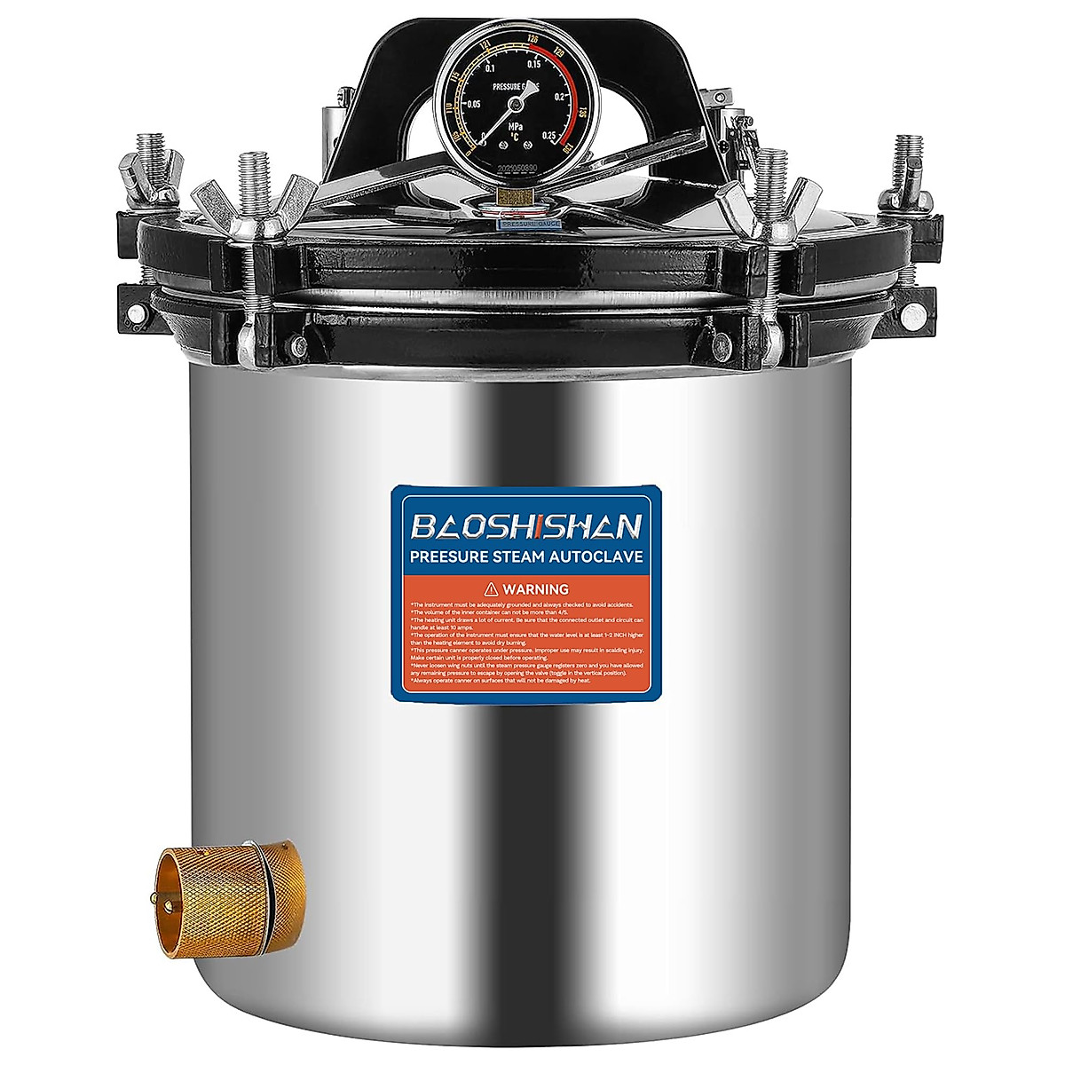 BAOSHISHAN 18L Electric Pressure Canner 19 QT Stainless Steel Portable Pressure Canner for Mushroom Growing, Jar Canning 1.2KW 110V