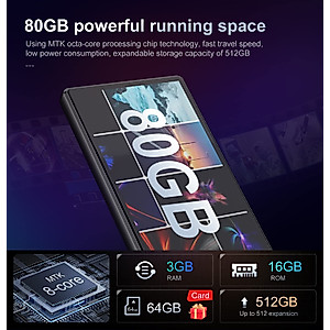80GB MP3 Player with Bluetooth and WiFi, SWOFY 4.7-inch Full Touch Screen MP3 & MP4 Player, Supports Spotify, Pandra, Android Streaming MP3 Player with Audible, Kids MP3 Player