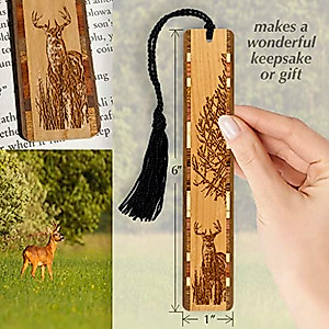 Deer - Engraved Wooden Bookmark with Tassel - Made in USA - Search B07325JNP6 for Personalized Version
