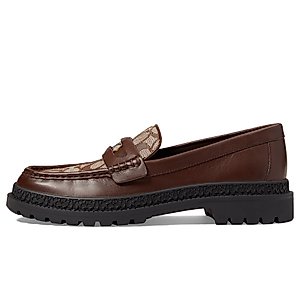 COACH Men's Casual Cooper Loafer With Signature Jacquard And Signature Coin, Color Maple, Size 9