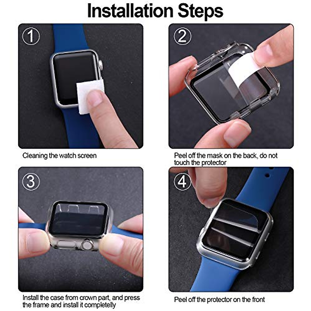 Charlam Compatible with Apple Watch Case 44mm iWatch SE Series 6 5 4 with Screen Protector, Slim Guard Thin Bumper Full Coverage Hard Cover Defense Edge for Women Men, Black White Red, 3 Pack