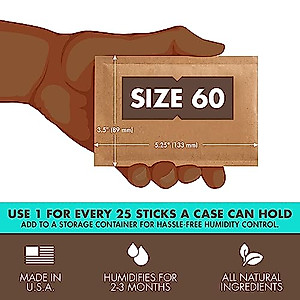 Boveda 72% Two-Way Humidity Control Packs For Wood Humidifier Boxes – Size 60 – 20 Pack – Moisture Absorbers – Humidifier Packs – Hydration Packets in Resealable Bag