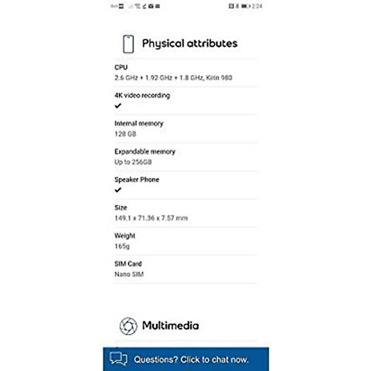 Huawei P30 Pro 128GB 8GB RAM VOG-L29 Dual Sim Unlocked GSM 6.47" 40MP (Breathing Crystal)