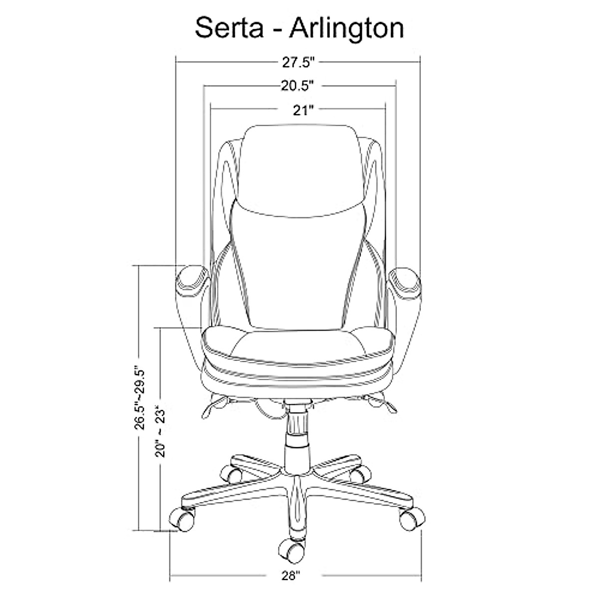 Serta® Smart Layers™ AIR Arlington Executive Chair, Leather, Black/Pewter