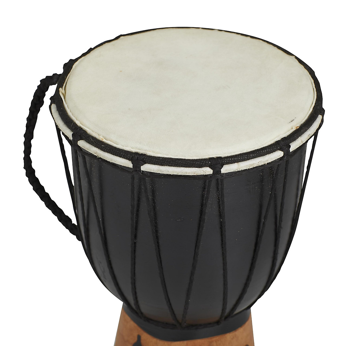 Deco 79 Wood Drum Handmade Decorative Sculpture Djembe Home Decor Statue with Rope Accents, Accent Figurine 6" x 7" x 12", Black
