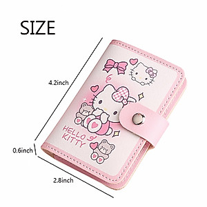 NSRAOIM Credit Card Holder for Women and Girl, 2Pce Cute Mini Thin Leather ID Card Holder Soft PU Leather Credit Card Organizer with 20 Card Slots