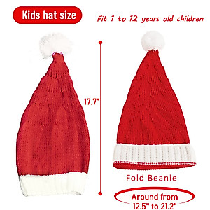 Christmas Hat for Kids, Santa Hat Winter Hat for Baby Slouchy Beanie Windproof Warm Knit Christmas Decoration Cap Red