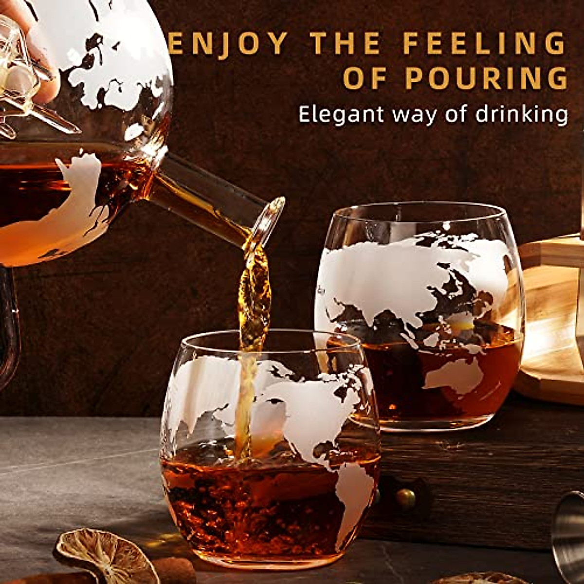 Two-in-one Gift Whiskey Decanter Set With 2 Glass And A Stainless Steel Set of Engraved Whisky, Christmas Stocking Stuffers, Unique Gifts for Men Husaband, Anniversary Birthday Gift Ideas for Him