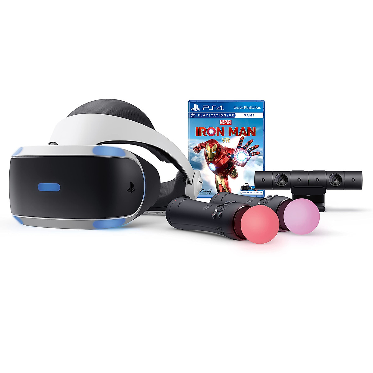 Sony PlayStation VR Marvel's Iron Man VR Gmaing Bundle: PlayStation VR Headset, Camera, 2 Move Motion Controllers, Marvel's Iron Man VR Digital Code Compatible with PS4 PS5