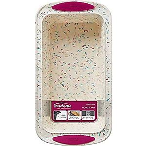 Trudeau Structure Loaf Pan Silicone Bakeware, Medium, White Confetti