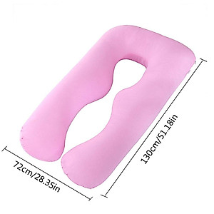 Maternity Pillowcase U-Shape, Pregnancy Body Pillowcase U Shaped, Maternity Pillow Replacement Cover with Zipper, Pregnant Woman Pillowcase U-Shaped, Fits Standard U Shaped Pillow, Pink Color