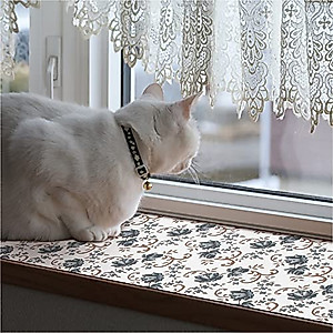 FIFTY-FEET 18X96 Inch Shelf Liner for Kitchen Cabinets, PVC Drawer Liner for Dresser Non-Slip Bathroom, Non-Adhesive Cabinet Liner Washable (Black Floral)(1 Roll)