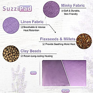 SuzziPad Heating Pad Microwavable for Pain Relief with Washable Cover, 7 x12" Reusable Heat Pad for Shoulder, Belly, Elbow, Knee, Moist Heat Pack for Cramps, Arthritis, Joint Pain, Sore Muscle