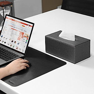 MEIBOOCH PU Leather Tissue Box Cover Rectangular Square Tissue Box Holder with Magnetic Bottom (10" x 5.5" x 4.5", Dark Grey)