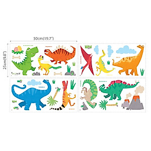 DECOWALL DWL-1805N Colourful Dinosaur Kids Wall Stickers Wall Decals Peel and Stick Removable Wall Stickers for Kids Nursery Bedroom Living Room décor