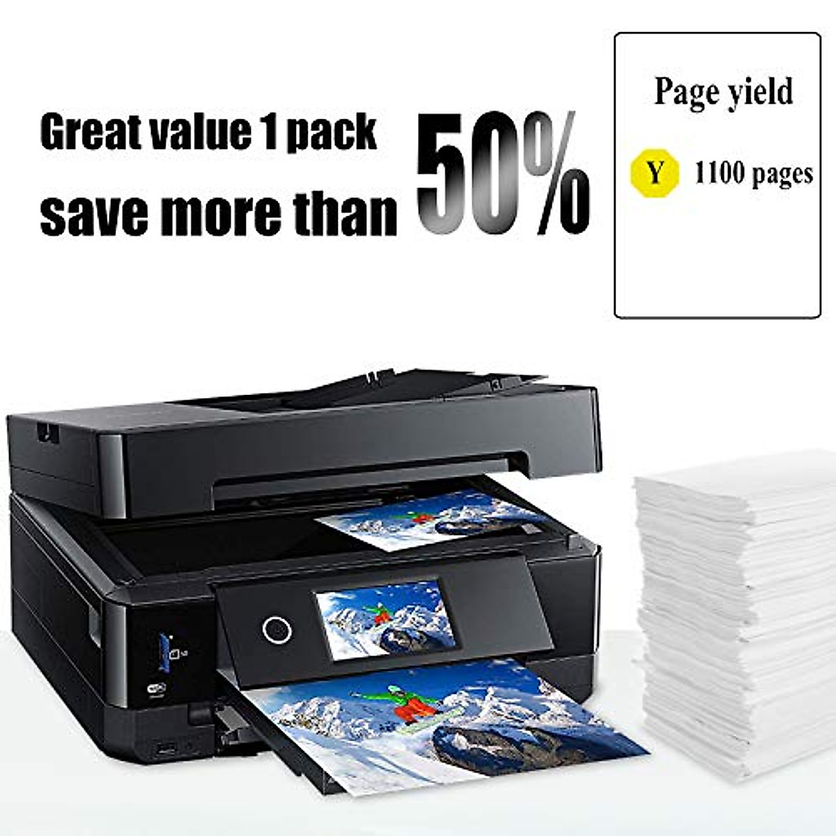 NoahArk Remanufactured Ink Cartridge Replacement for Epson 252XL T252XL 252 XL for Workforce WF-3630 WF-3640 WF-7610 WF-7620 WF-7110 WF-3620 WF-7210 WF-7710 WF-7720 Printer (1 Yellow)