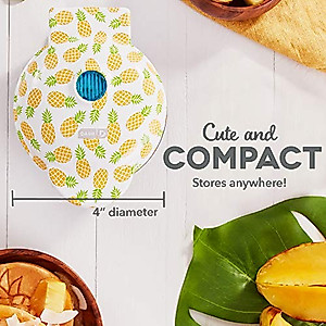 DASH Mini Maker for Individual Waffles, Hash Browns, Keto Chaffles with Easy to Clean, Non-Stick Surfaces, 4 Inch, White Pineapple