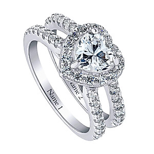 SISGEM 3 Carat(ctw) Heart-Cut Moissanite Wedding Ring for Women,10K 14K 18K Real Gold Engagement Rings Sets,Bridal Sets with Free Engraving,Size 5-11 (14K Gold)